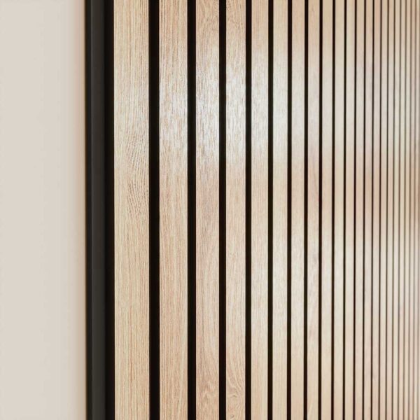 Oak Veneer Faced Black MDF Slat Wall Panels - Order Online